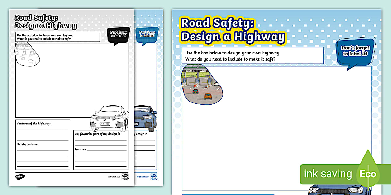 Road Safety: Design a Highway Worksheet - Twinkl