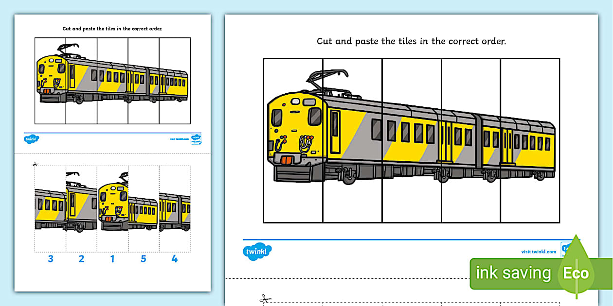 Train Puzzle Strips Activity Sheet - Twinkl