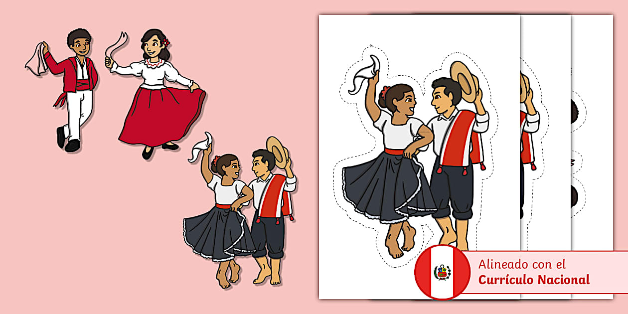 Dibujo de la vestimenta de la costa peruana | Twinkl