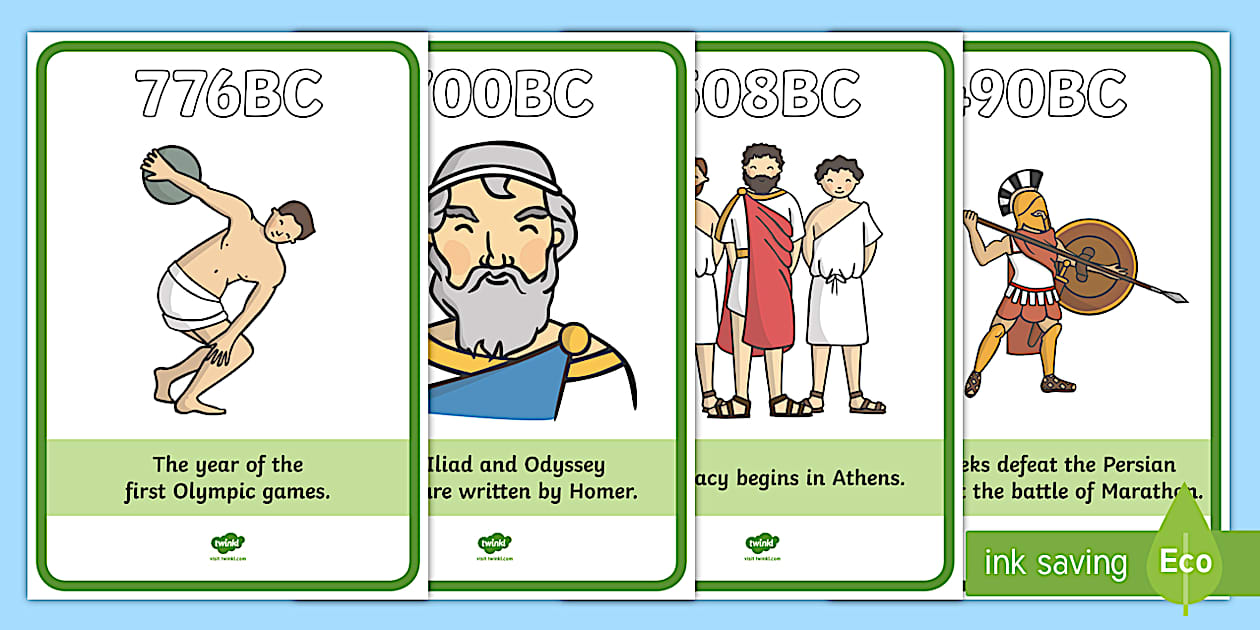 Cursive Ancient Greece Display Timeline - Twinkl
