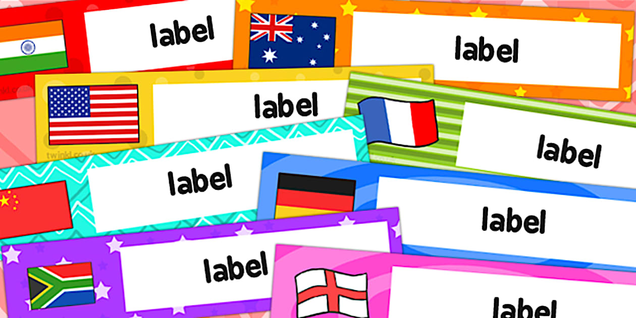 Flag Themed Editable Gratnells Tray Labels