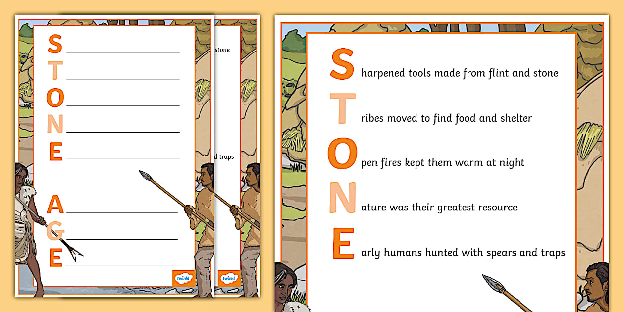 Stone Age Acrostic Poem Example and Template (teacher made)