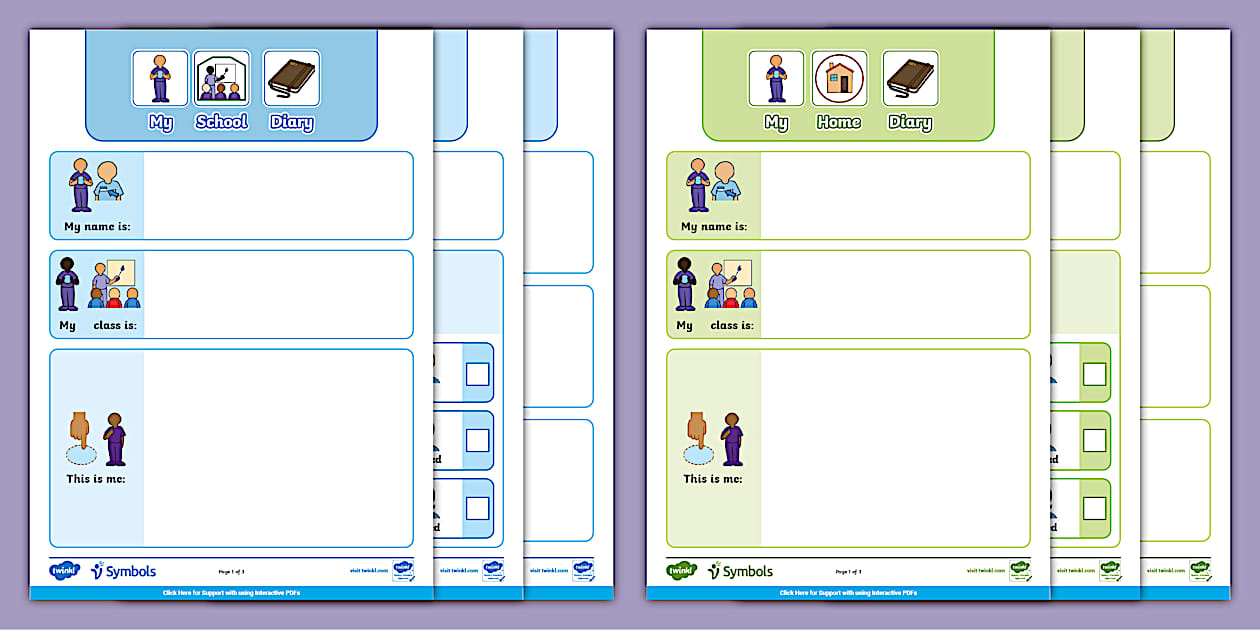 Twinkl Symbols: Home/School Diary (teacher made) - Twinkl