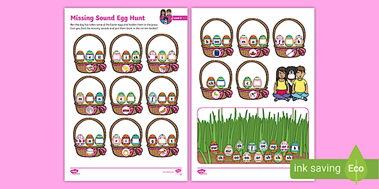 Editable Easter Phonics Level 3 Missing Sound Egg Hunt