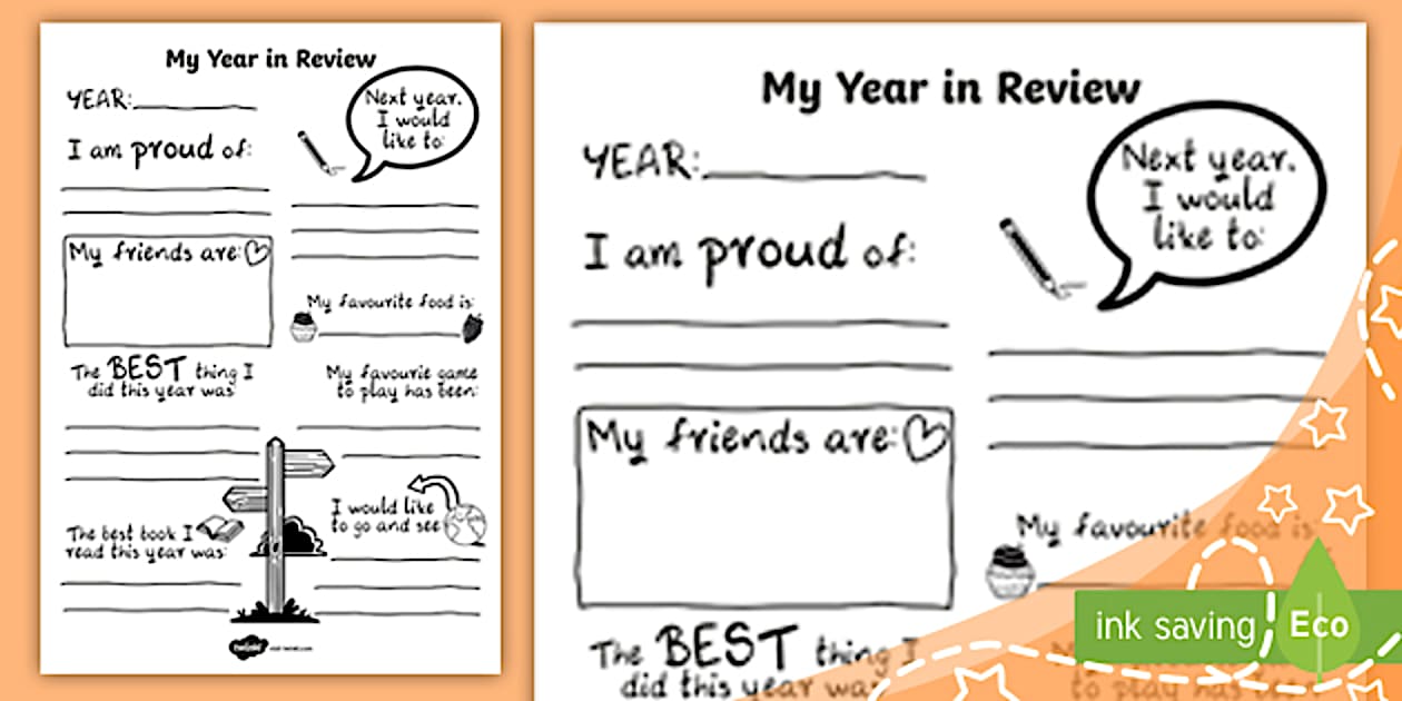 My Year in Review Writing Template (teacher made) - Twinkl