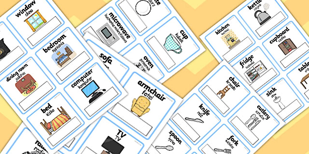 Polish Translation Everyday Objects at Home Editable Cards - polish