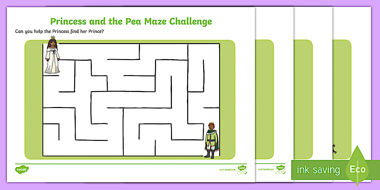 The Princess and the Pea Differentiated Maze Worksheet / Worksheet Pack,