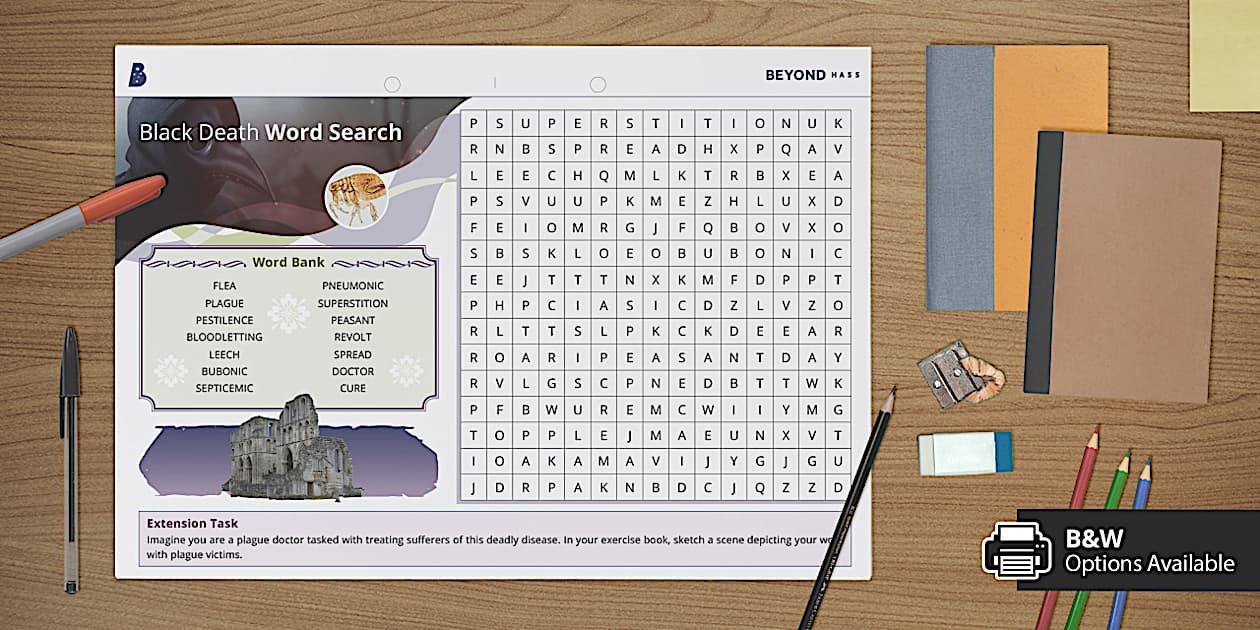 Black Death Word Search (teacher made) - Twinkl