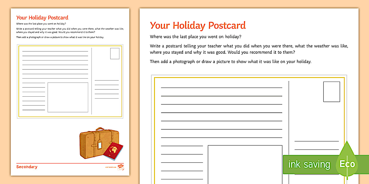 Your Holiday Postcard Worksheet / Worksheet (teacher made)
