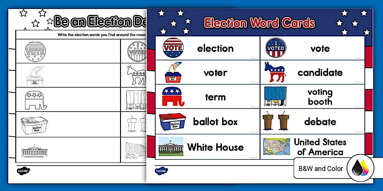 Election Vocabulary Read and Write the Room Worksheet