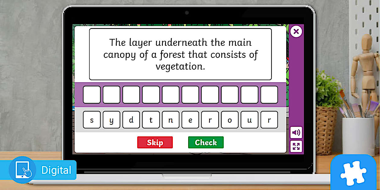 Fun Interactive Rainforest Anagrams Puzzle Game - Twinkl