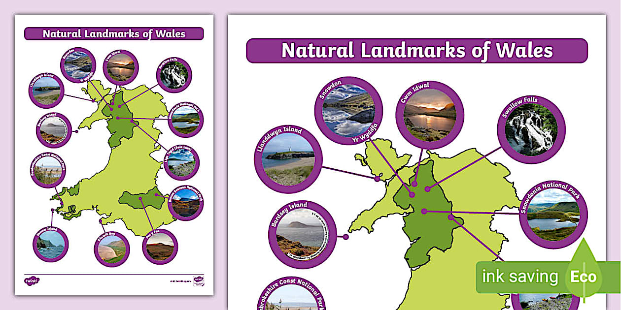 Natural Welsh Landmarks Map | Twinkl Wales | Resources