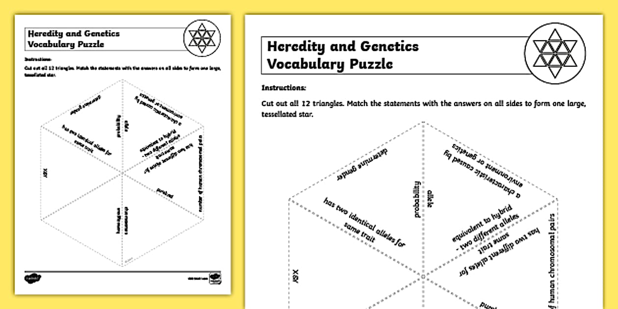 Heredity and Genetics Vocabulary Puzzle - Twinkl