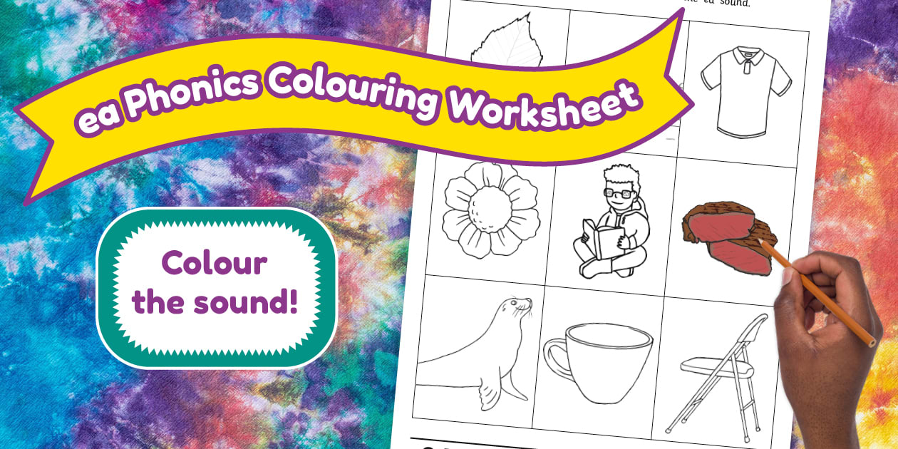 Long /e/ Spelt 'ea' Phonics Colouring Worksheet