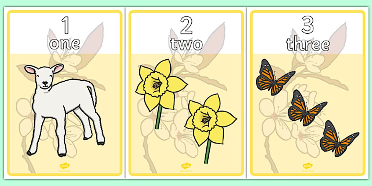 Spring Number And Word Posters (teacher made) - Twinkl