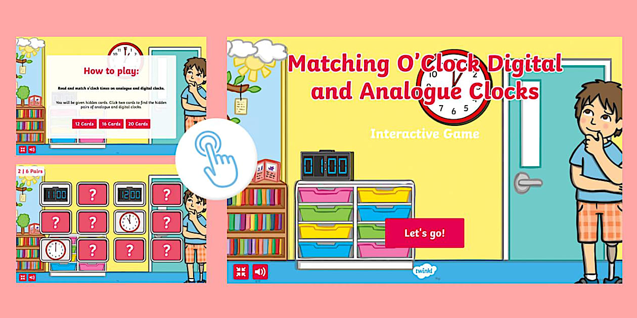 Matching O'Clock Digital and Analogue Clocks Game - Twinkl