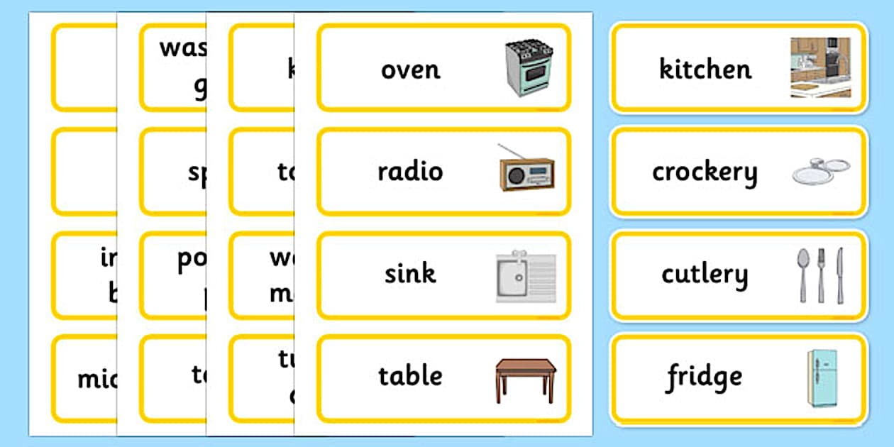 Kitchen Flashcards | ESL Kitchen Vocabulary (teacher made)
