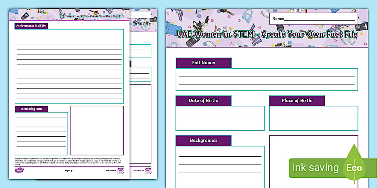 UAE Women in STEM - Create Your Own Fact File (Teacher-Made)