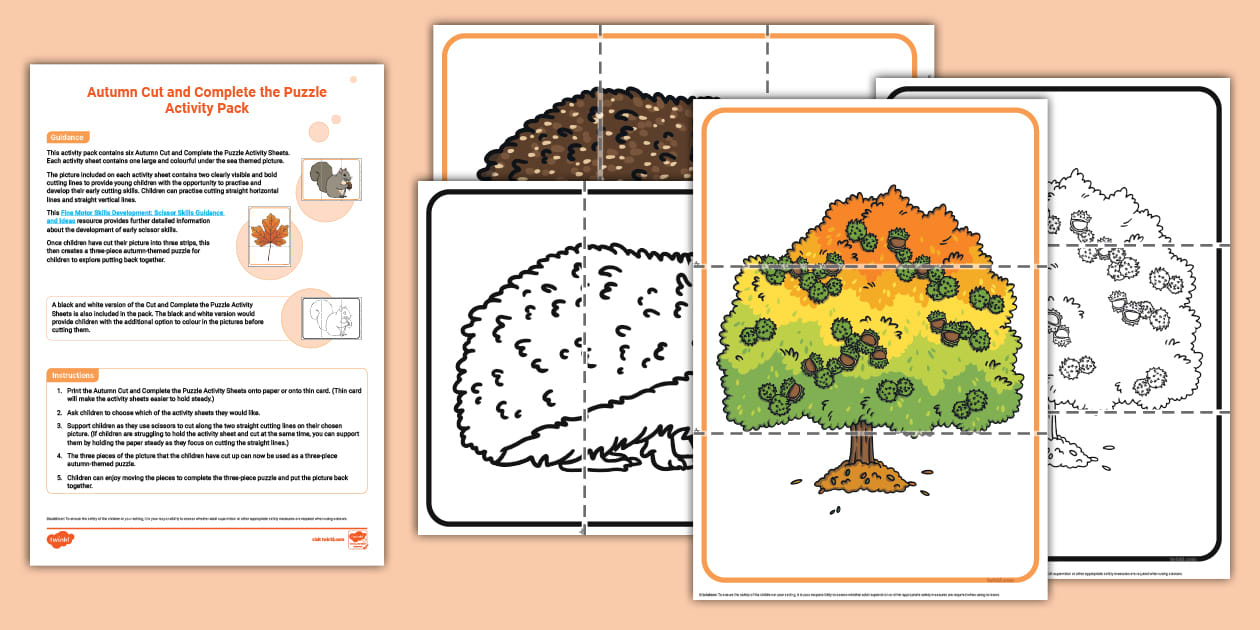 Autumn Complete the Puzzle Cutting Skills Activity Pack