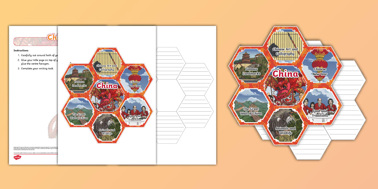 China Hexagon Writing Template (teacher made) - Twinkl