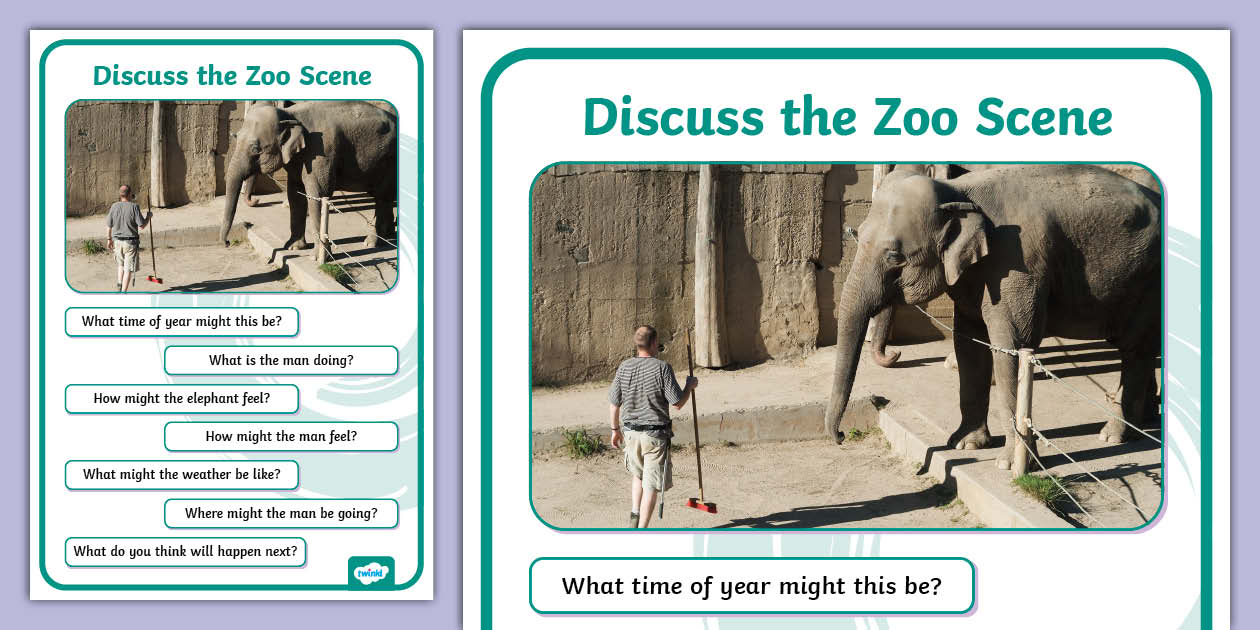 Discuss the Zoo Scene Picture Prompt (teacher made) - Twinkl