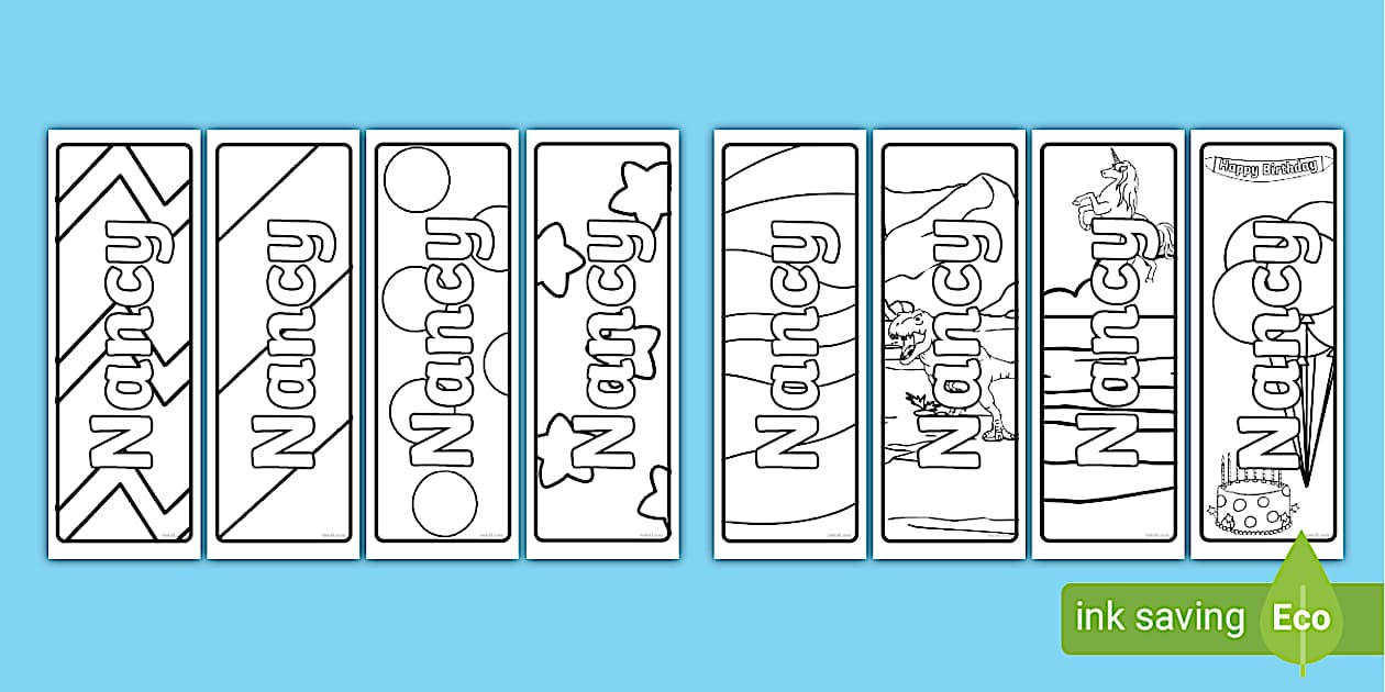 Nancy Name Simple Colouring Bookmarks (teacher made)