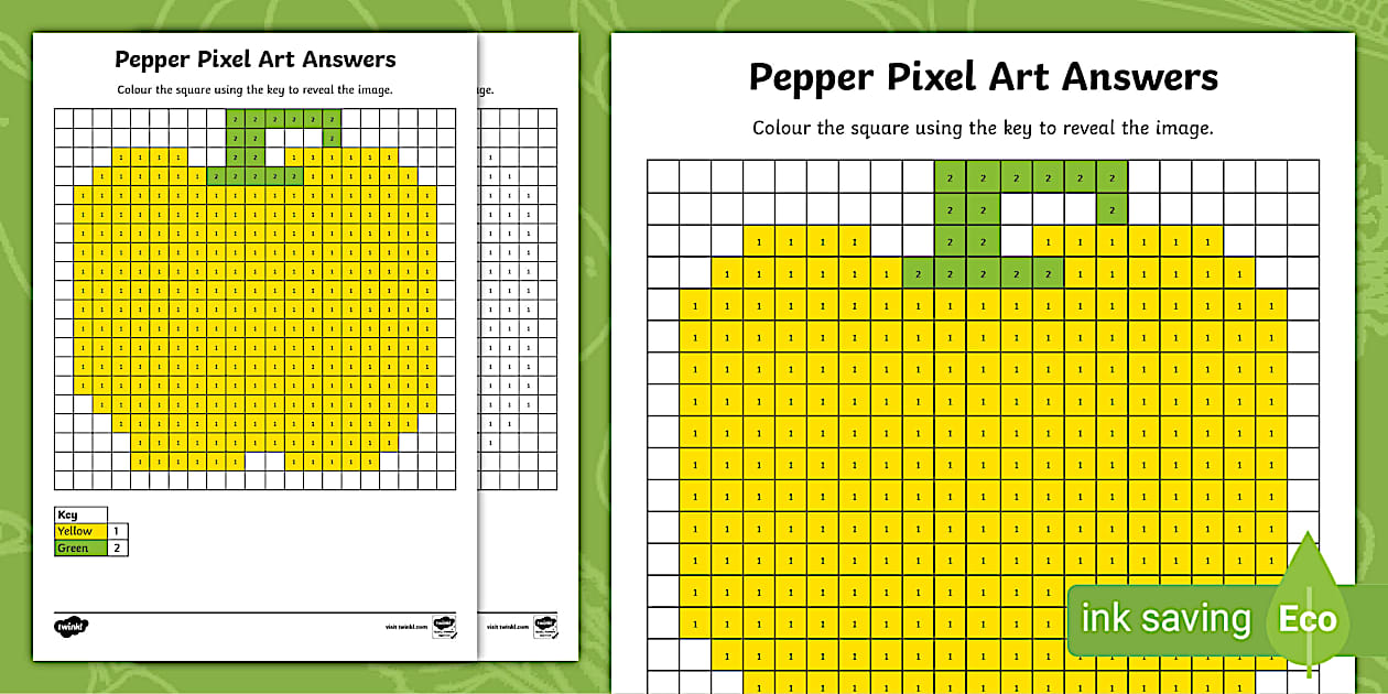 Pepper Pixel Art Template | Twinkl | Colouring Numbers | KS1