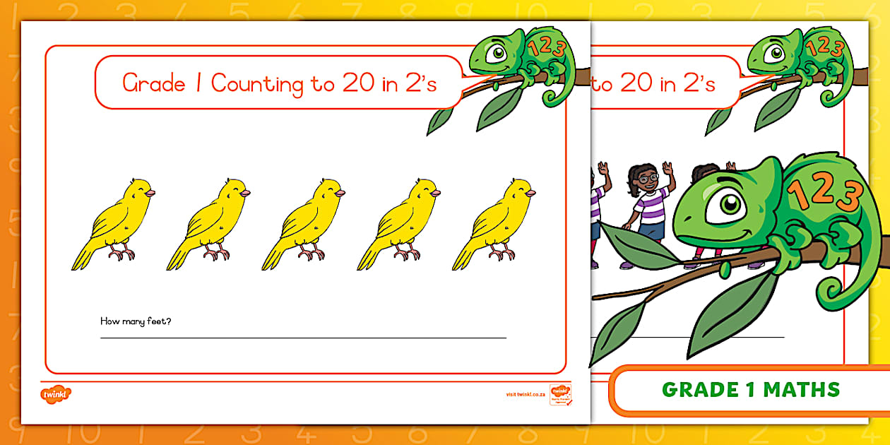 Grade 1 Maths - Term 2 - Counting- Worksheet: Counting in 2s