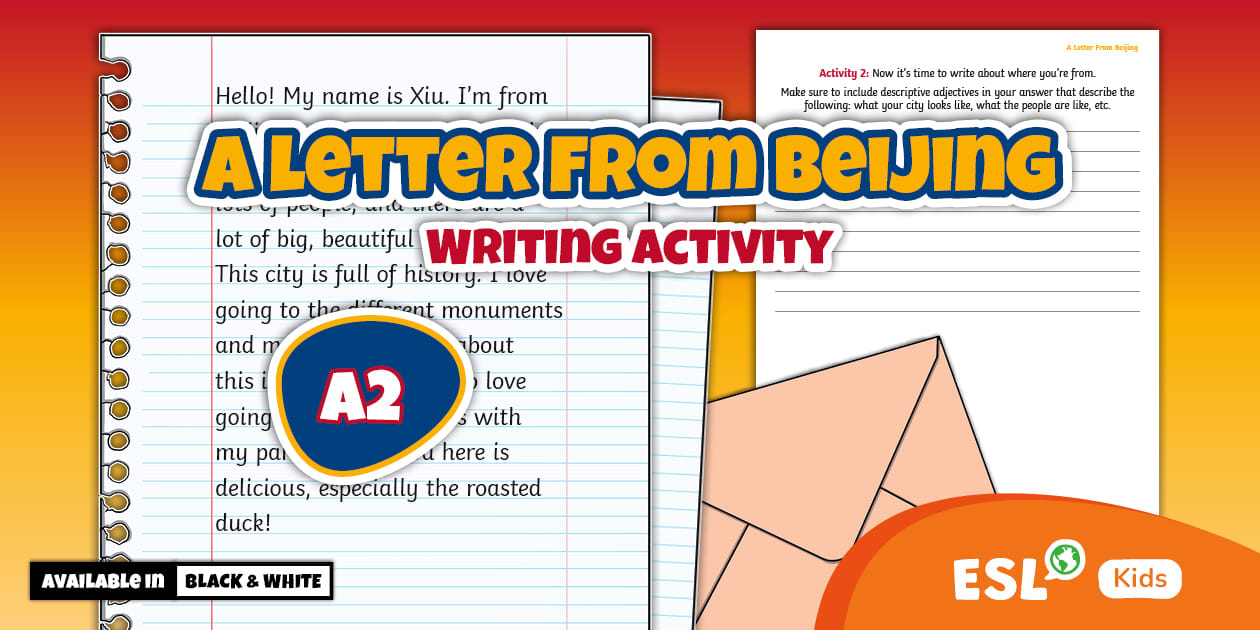 ESL A Letter from Beijing Writing Activity [Kids, A2]