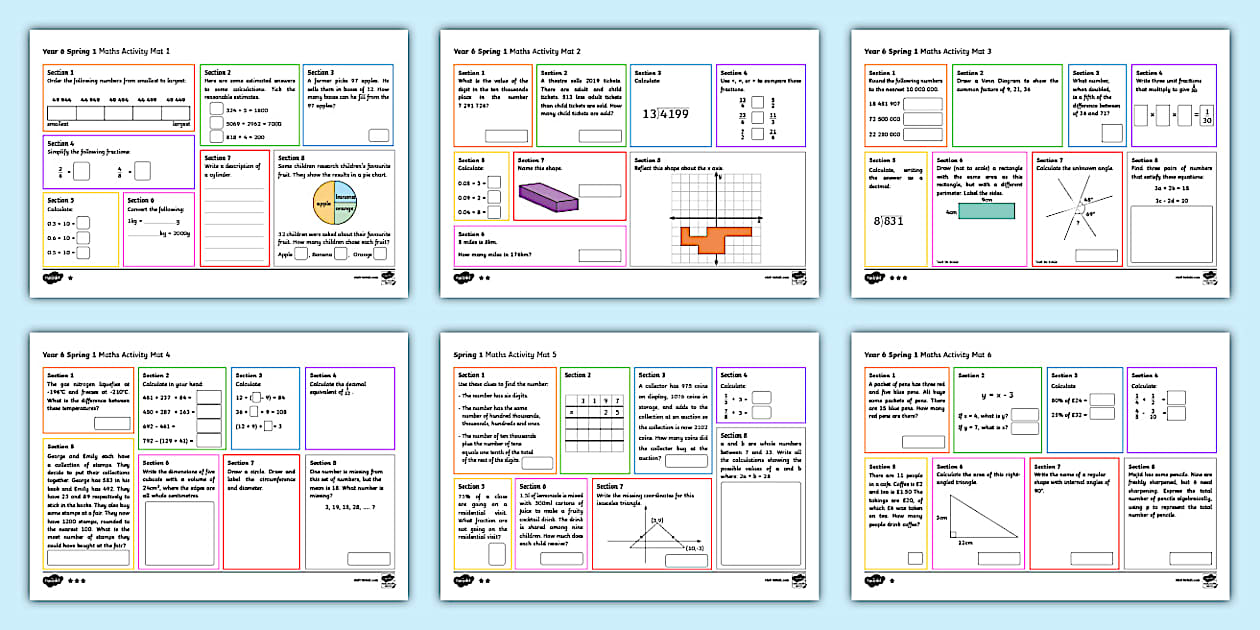 Lower Ability Year 6 Spring 1 Maths Activity Mats - Twinkl