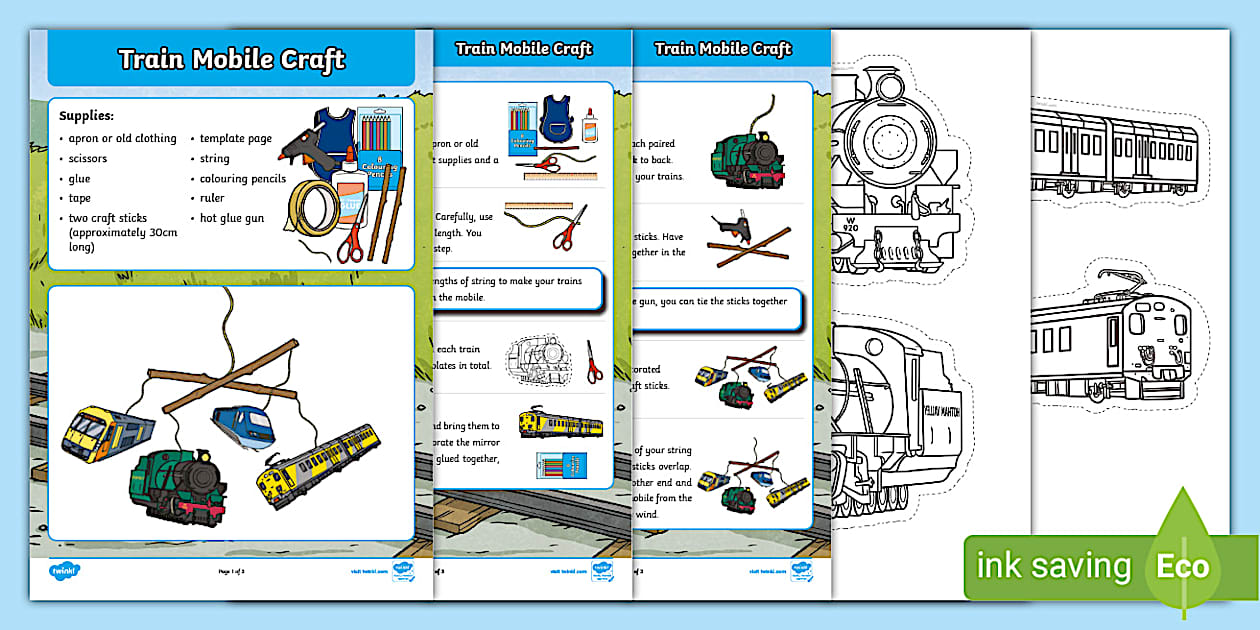 Train Mobile Craft (teacher made) - Twinkl
