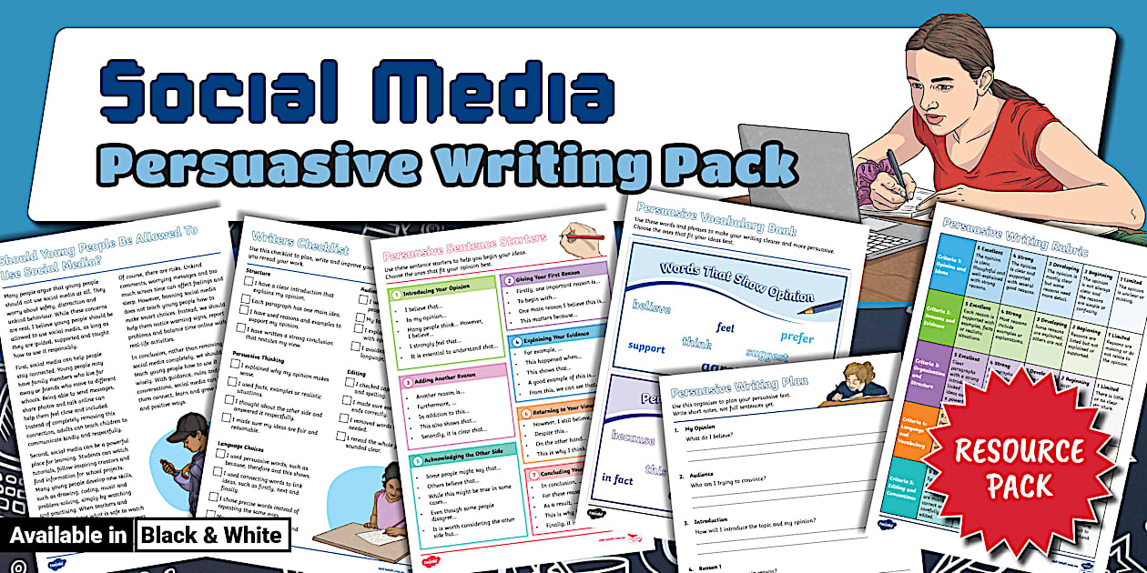 Social Media Persuasive Writing Pack for Years 5 and 6
