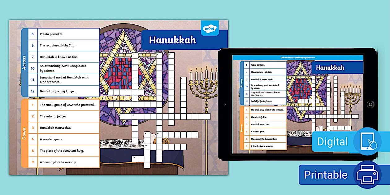 Hanukkah Crossword (teacher made) - Twinkl