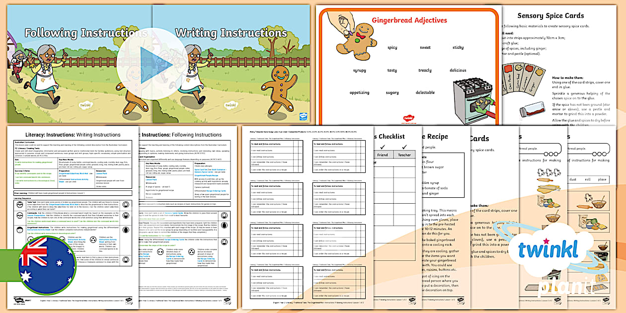 Year 2 The Gingerbread Man: Instructions Genre Unit Pack