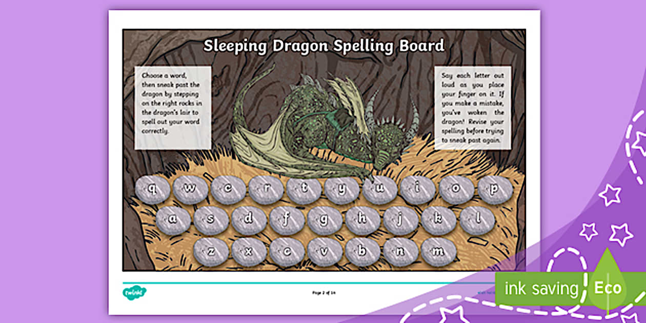 Sleeping Dragon Spelling Board Activity (Teacher-Made)