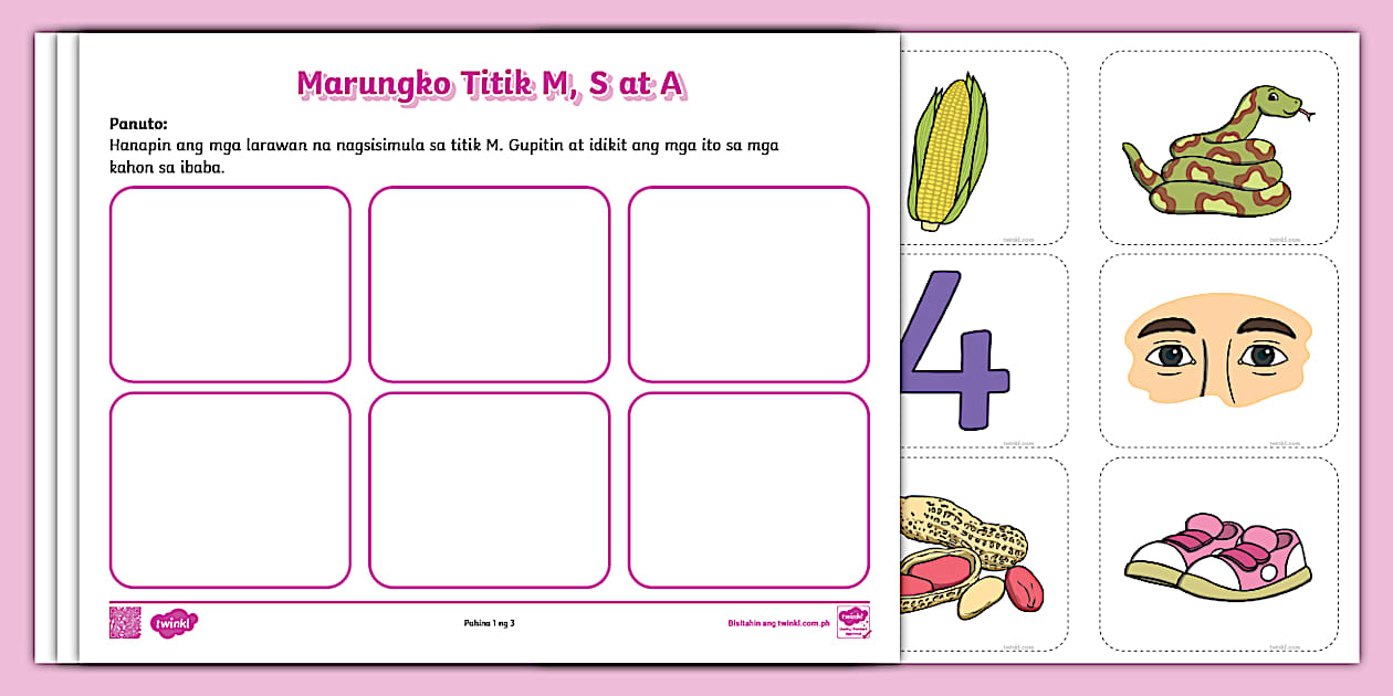 Marungko Titik M, S at A Cut And Paste Activity | Philippines | Twinkl