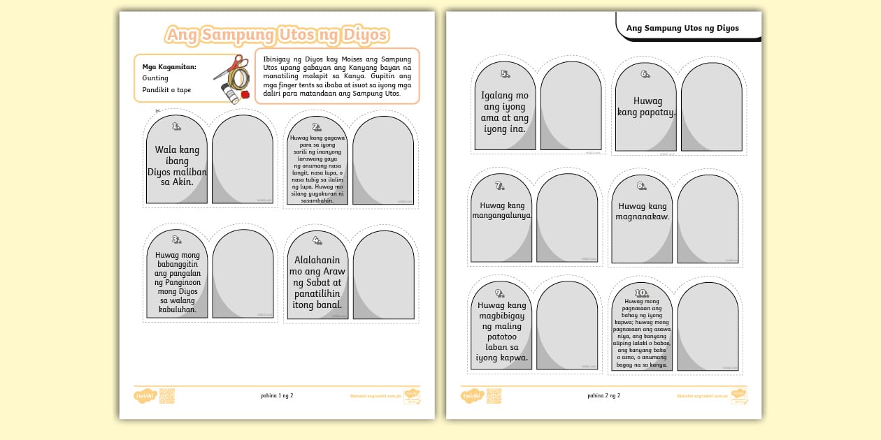 * NEW * Ang Sampung Utos ng Diyos Finger Craft - Twinkl