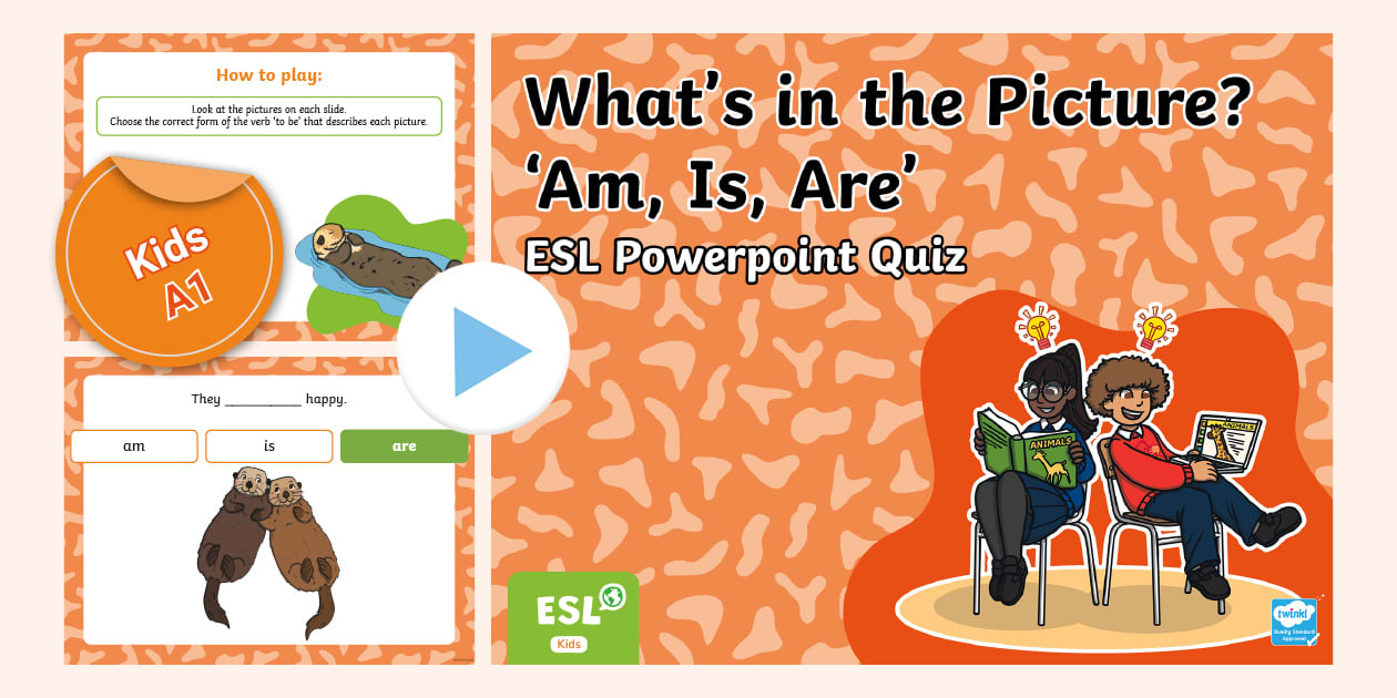 ESL Simple Present 'To be' PowerPoint Quiz for Kids - Twinkl