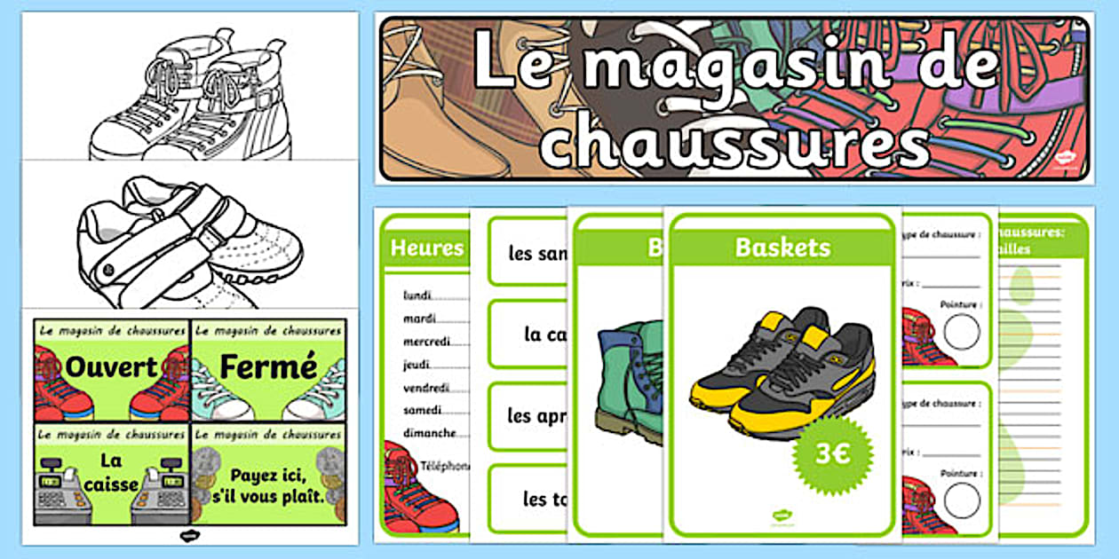 French Role Play Script - Shoe Shop Role Play Pack French