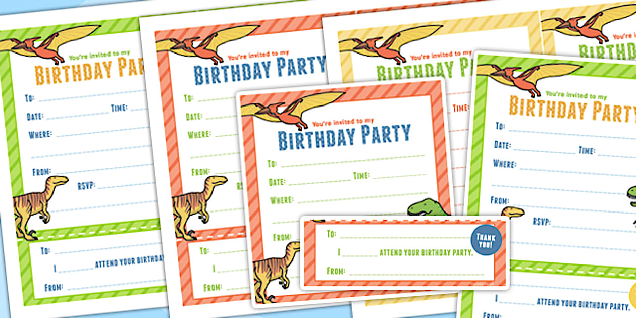 Editable Dinosaur Themed Birthday Party Invitations - Twinkl