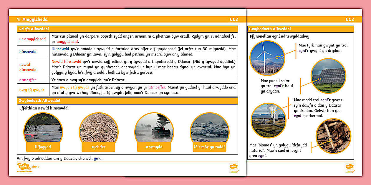 Trefnydd Gwybodaeth Gwyddoniaeth CC2: Yr Amgylchedd - Twinkl