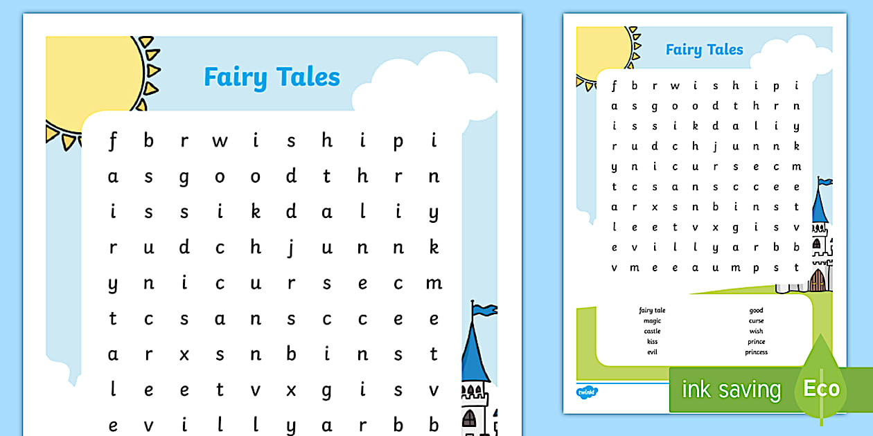 Fairy Tale Word Search (teacher made) - Twinkl