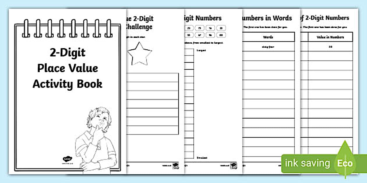 Editable Place Value 2 Digit Numbers Activity Booklet