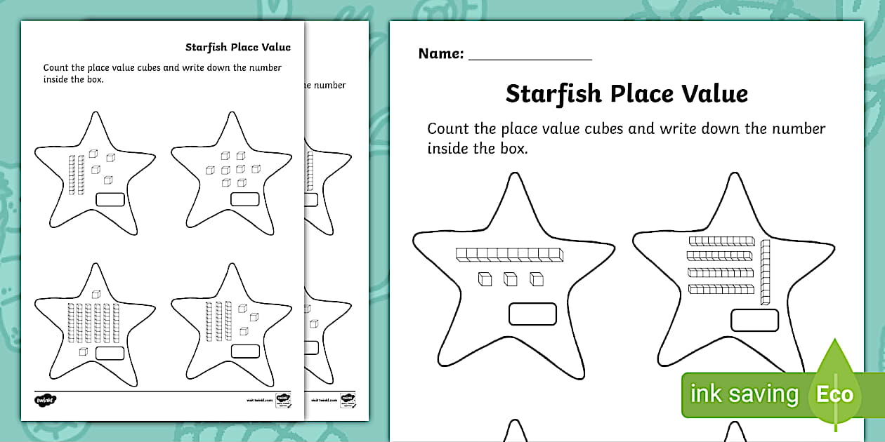 Starfish Place Value Activity Sheet (Teacher-Made) - Twinkl