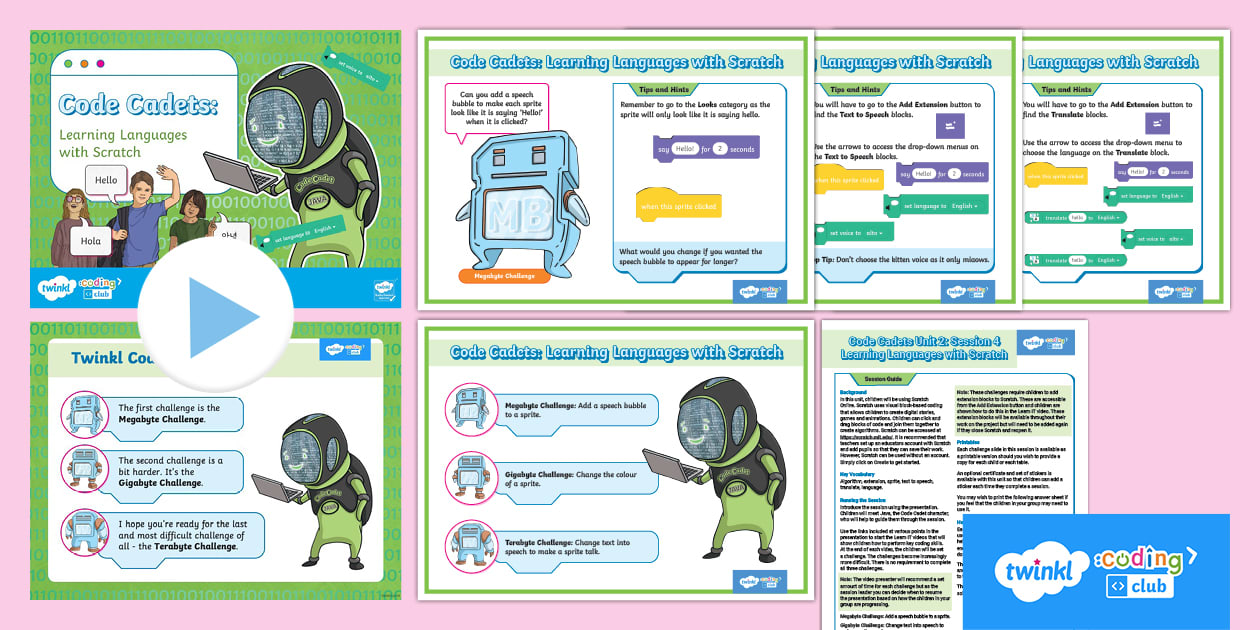 Code Cadets: Unit 2: S4 Learning Languages with Scratch