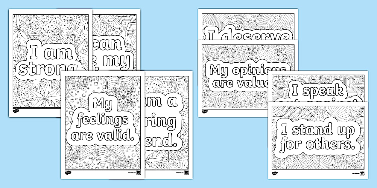 Anti-Bullying Mindfulness Coloring Sheets