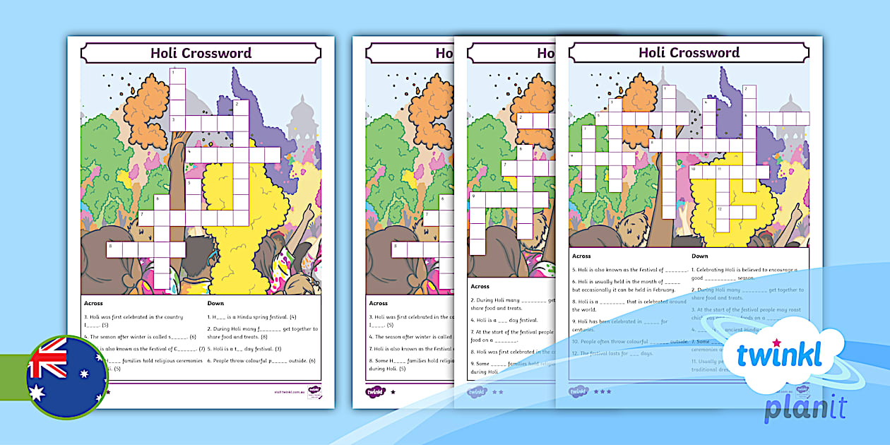 Year 3 HASS History Celebrations around World Holi Crossword