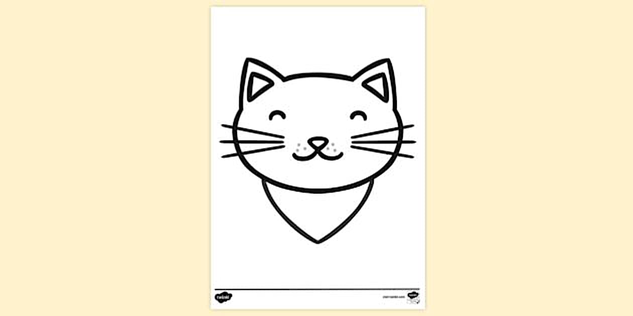 Cute Cartoon Cat Colouring Page (teacher made) - Twinkl