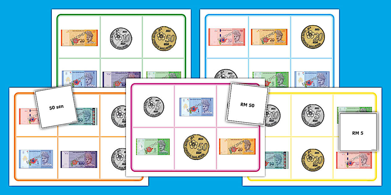 Permainan Bingo - Wang Malaysia - Ringgit dan Sen - Twinkl