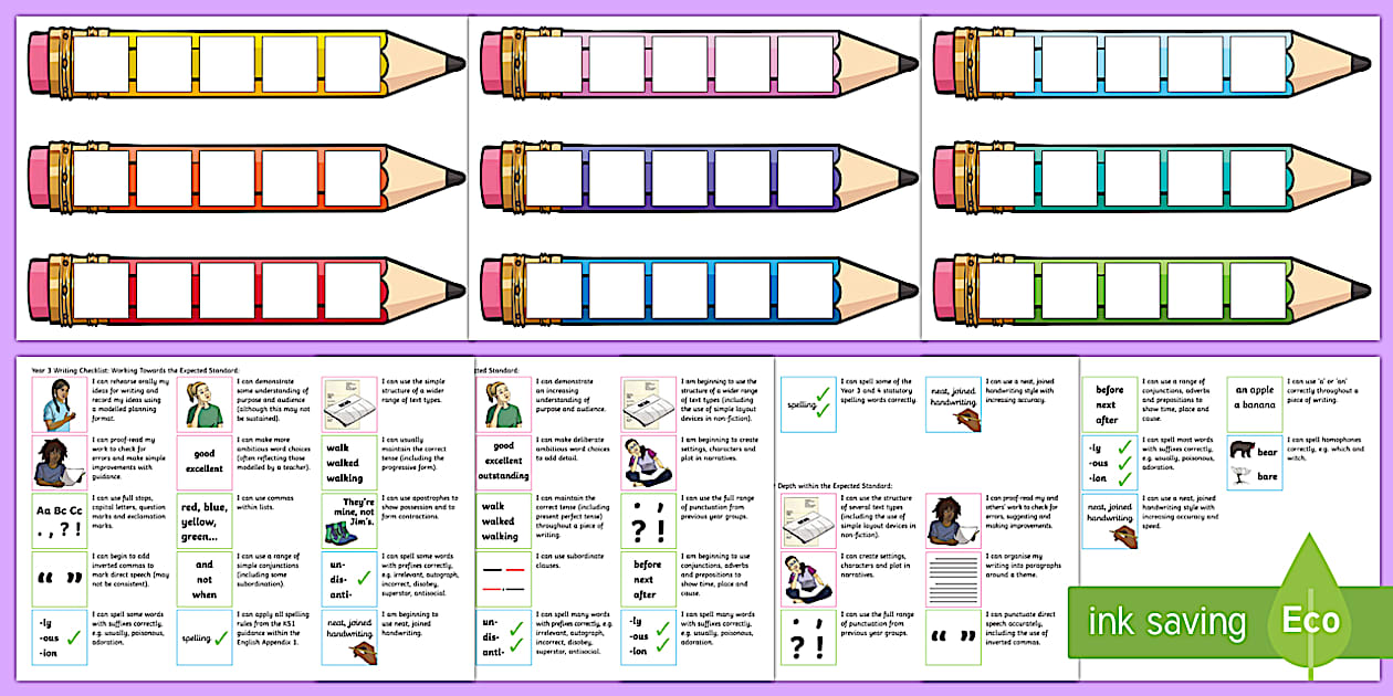 KS2 Writing Assessment Ideas – Editable Pencil Cards